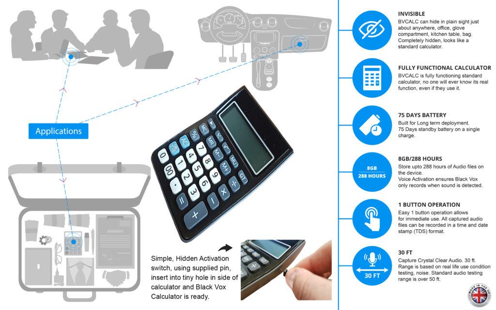 Black Ops Covert Audio Recorder Calculator Edition - LE Grade
